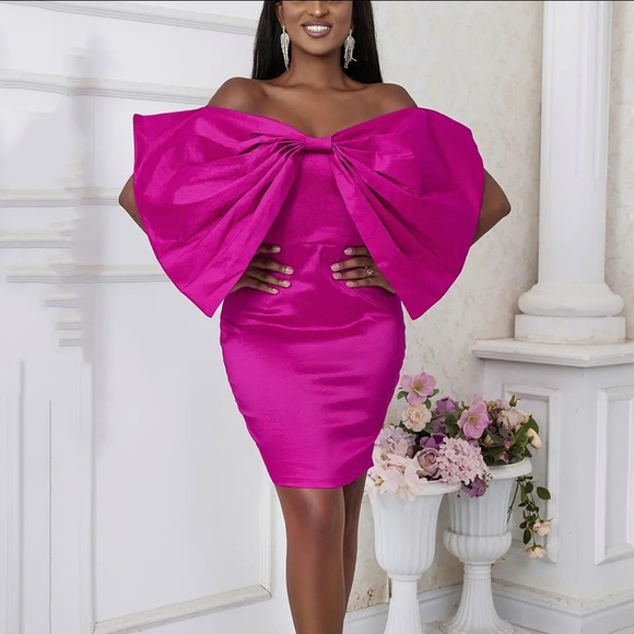 Dresses | Reserved New Plus Size Sexy Big Bow Off Shoulder Party Dress ...